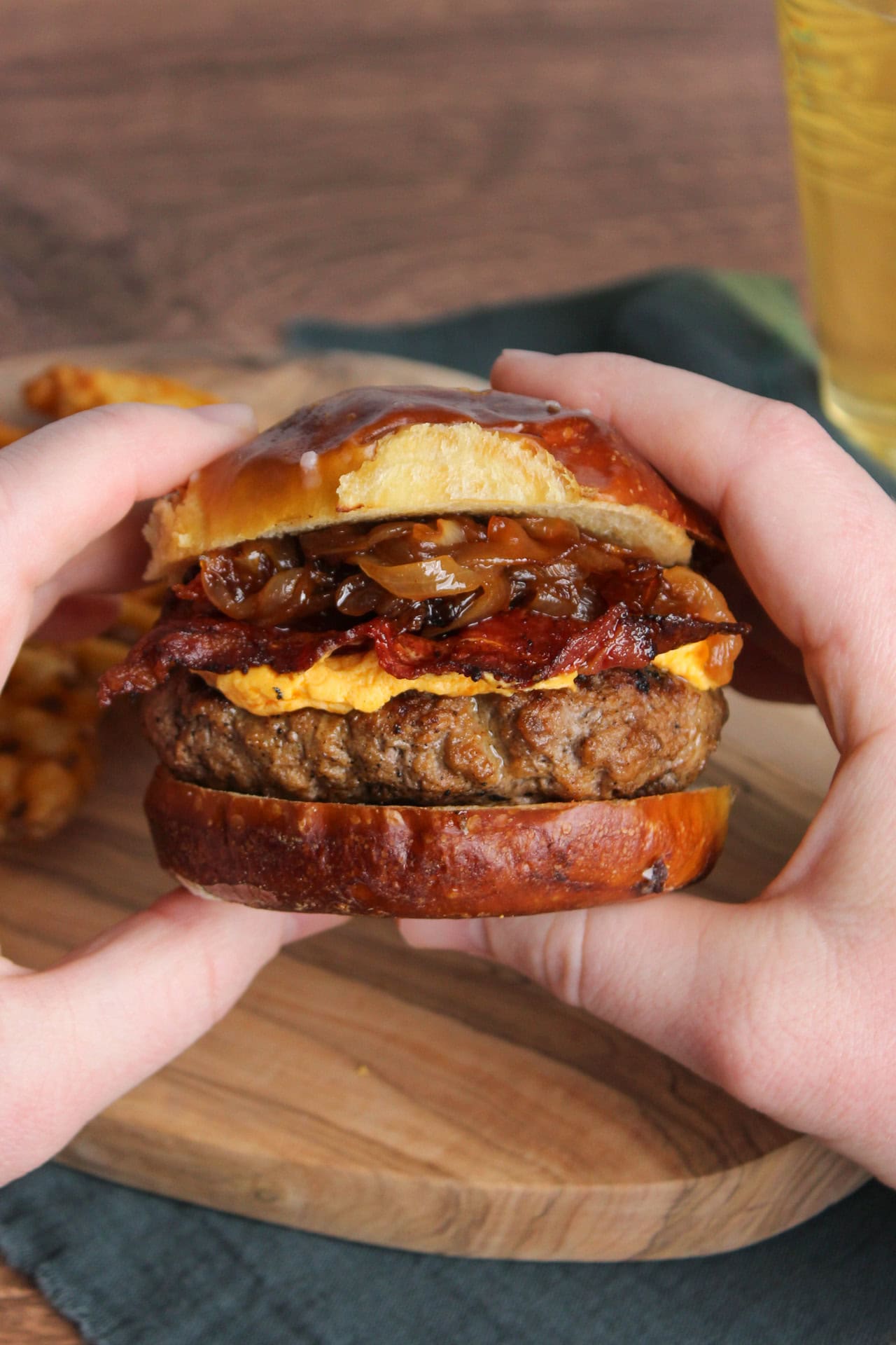 Pretzel Pub Burger • The Candid Cooks