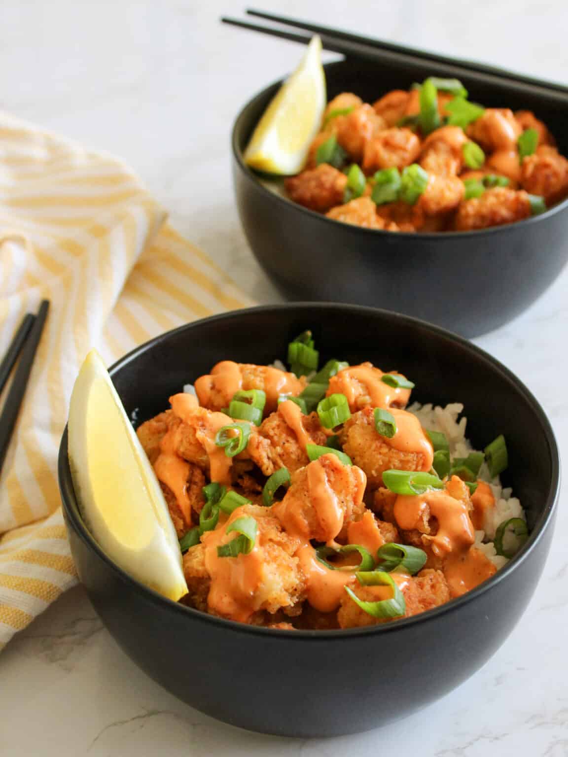 Asian Fried Fish Rice Bowl • The Candid Cooks