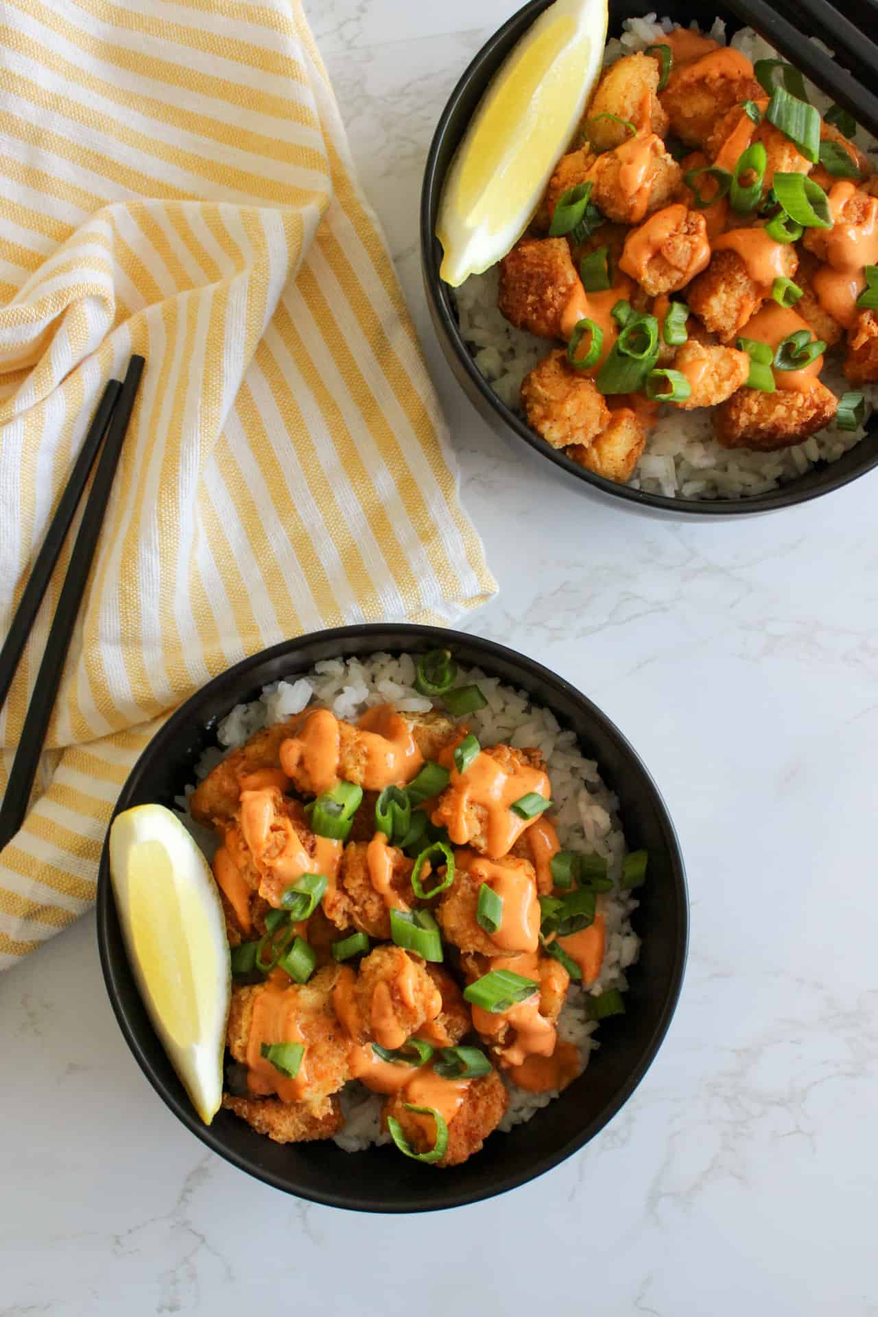Asian Fried Fish Rice Bowl • The Candid Cooks