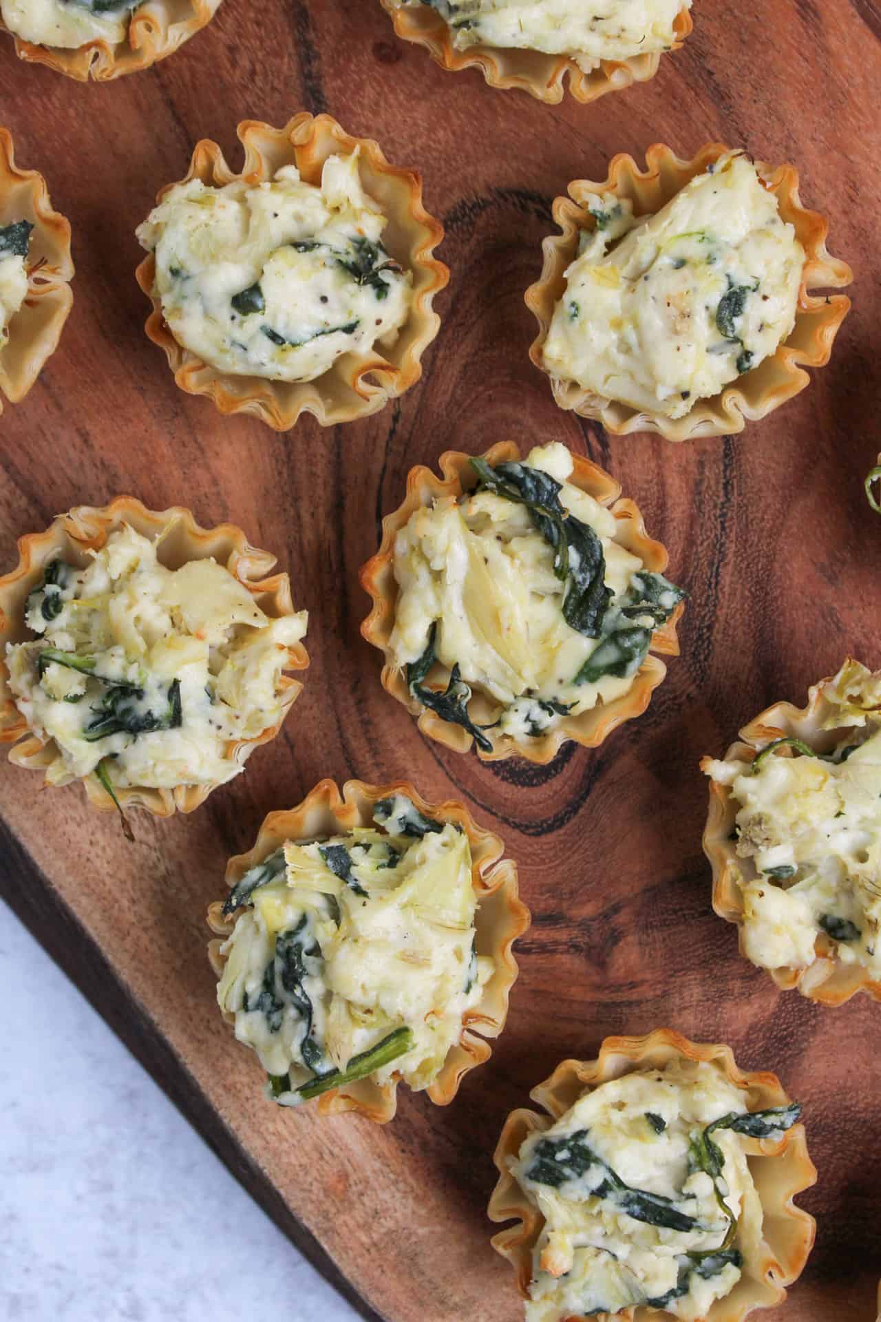 Spinach Artichoke Dip Phyllo Cups • The Candid Cooks